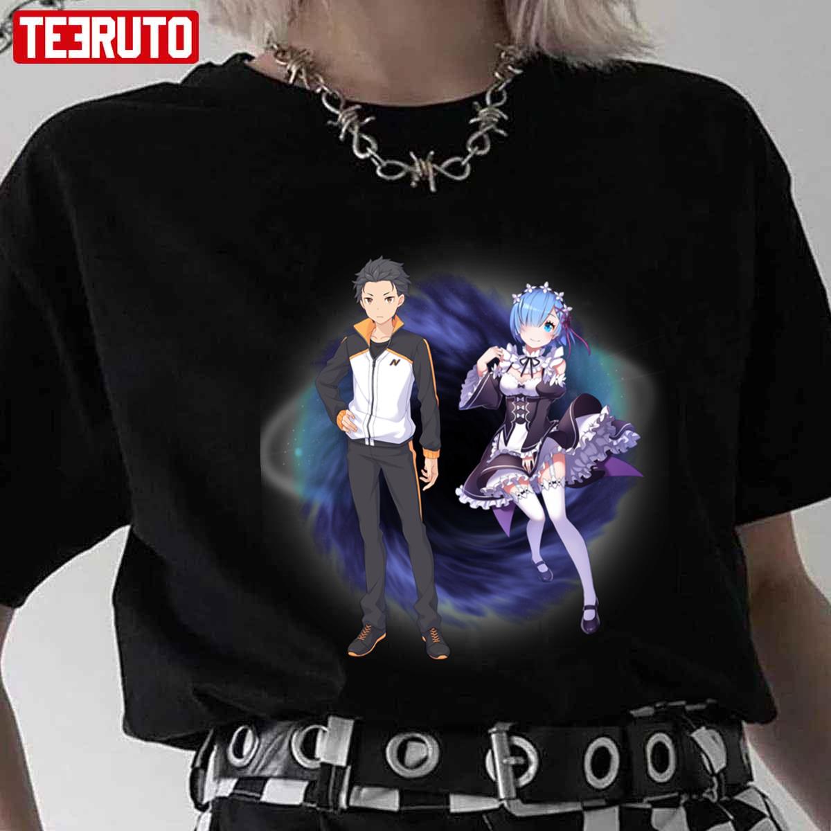 Rem And Subaru Rezero Cute Art Unisex T-Shirt - Teeruto