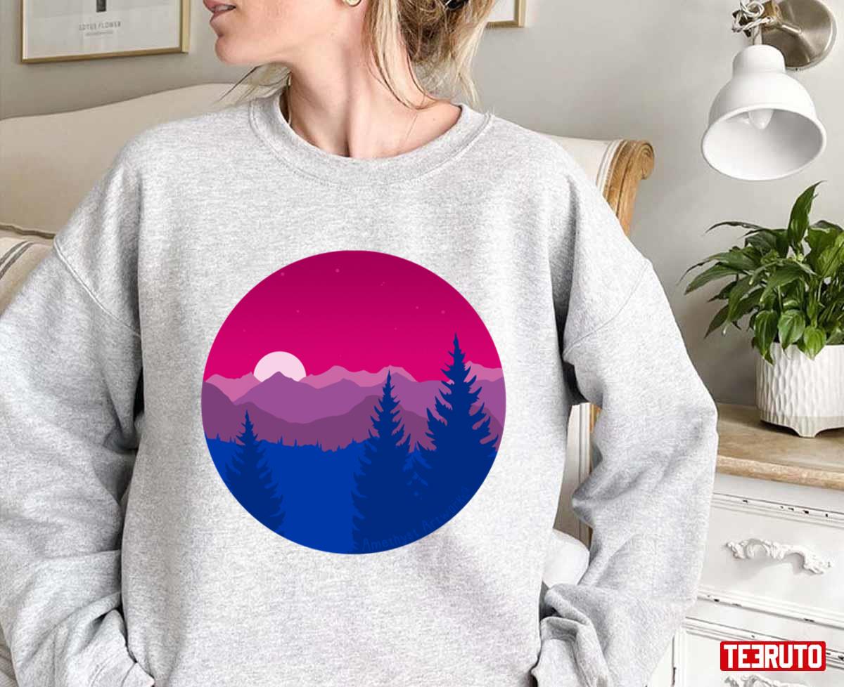 Subtle Bisexual Pride Flag Mountainscape Unisex Sweatshirt - Teeruto
