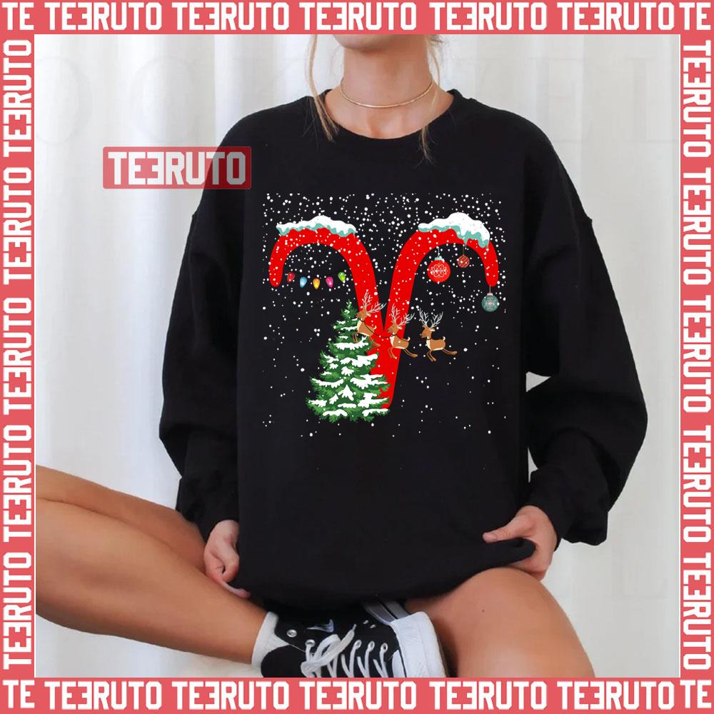 Christmas Themed Aries Zodiac Sign Astrology Unisex Sweatshirt - Teeruto