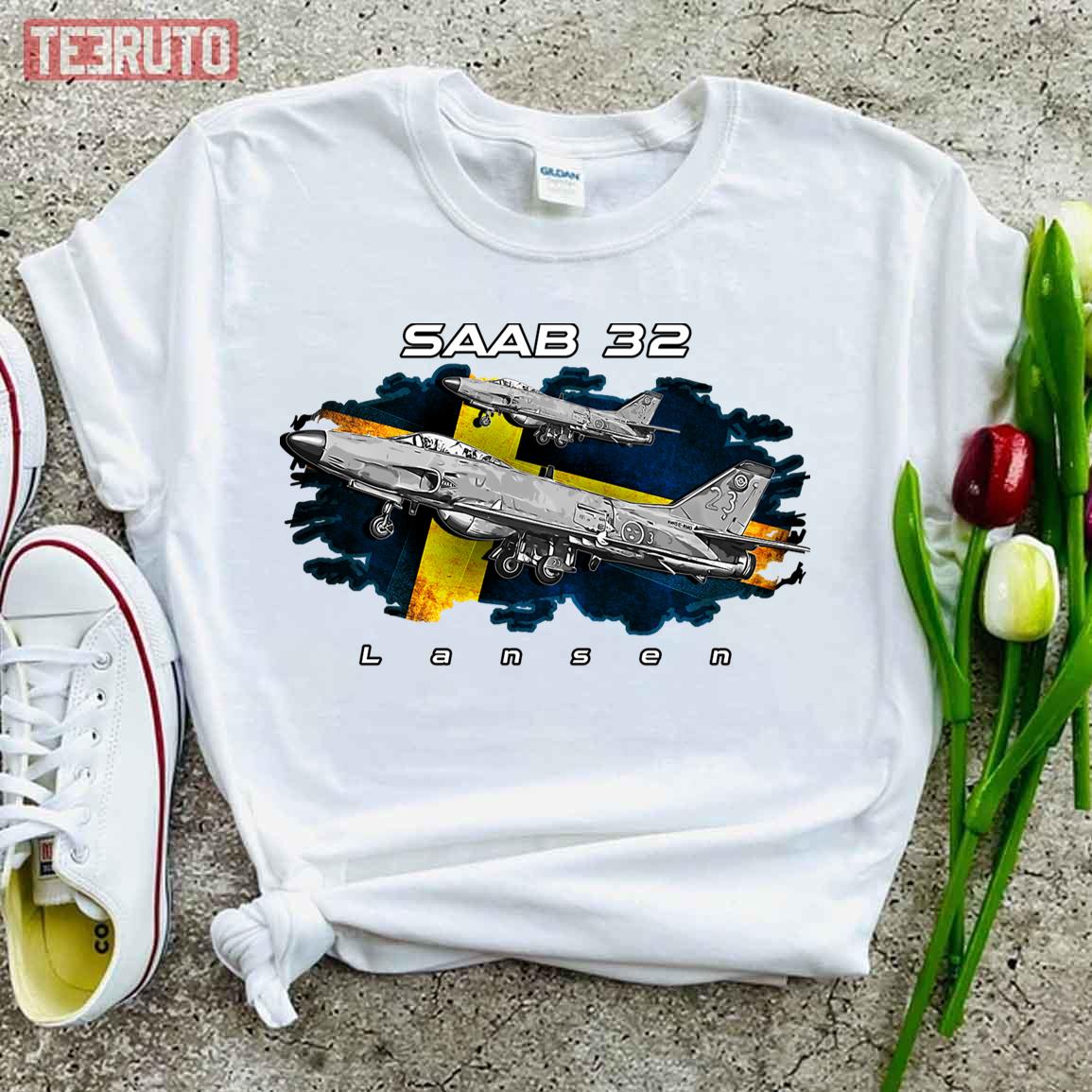 Saab 32 Lansen Swedish Military Aircraft Unisex T-Shirt - Teeruto