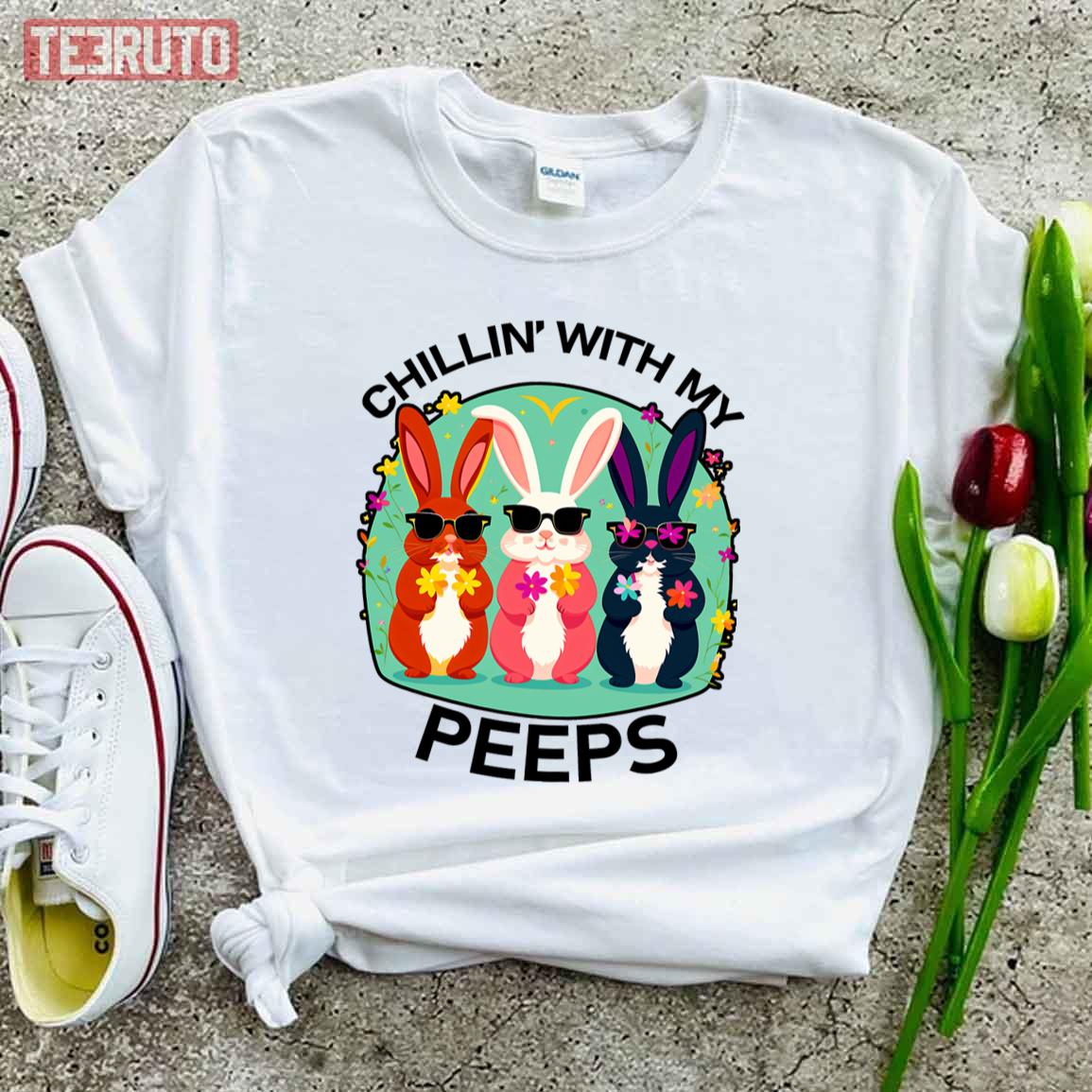 Easter Bunny Peeps Chilling With My Peeps Swag Bunny Rabbits Unisex T ...