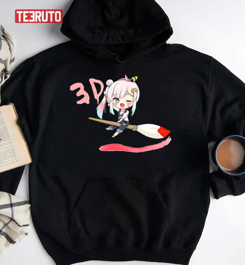 Chibi Iofi Drawing Writing 3d Hololive Unisex T-Shirt - Teeruto