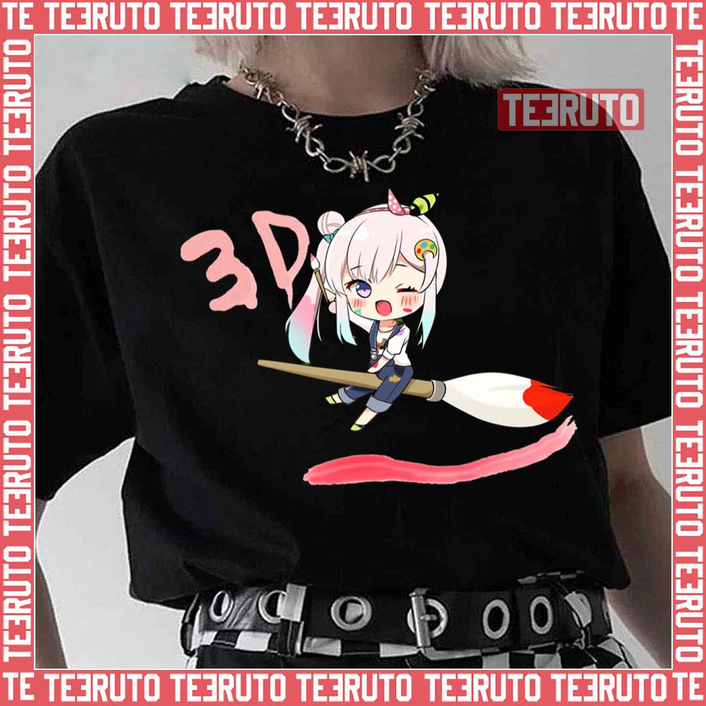 Chibi Iofi Drawing Writing 3d Hololive Unisex T-Shirt - Teeruto