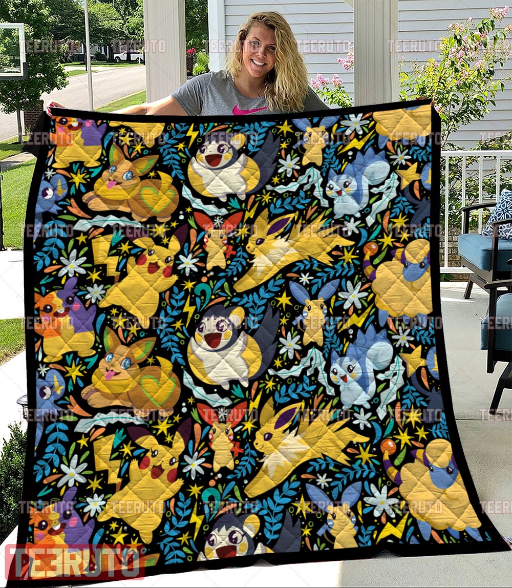 Electric Type Pokemon Pattern Quilt Blanket - Teeruto