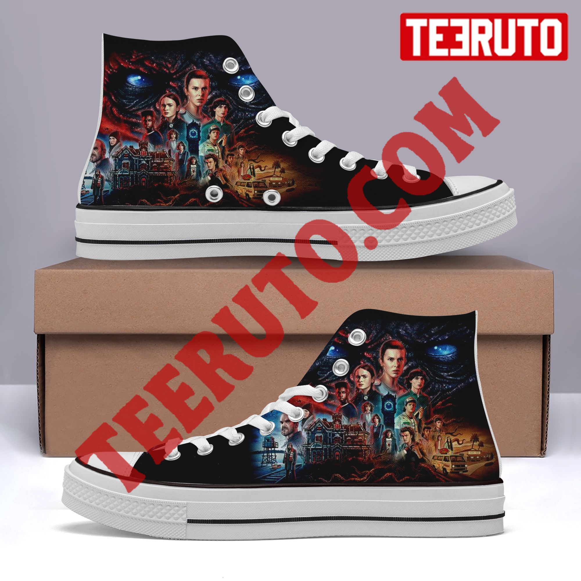 New Design Stranger Things Season 4 High Top Retro Shoes - Teeruto