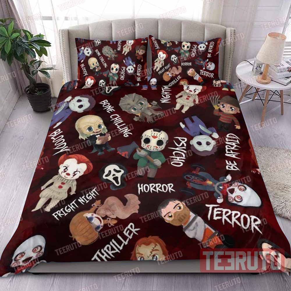 Bone Chilling Bloody Horror Fright Night Halloween Bedding Set - Teeruto