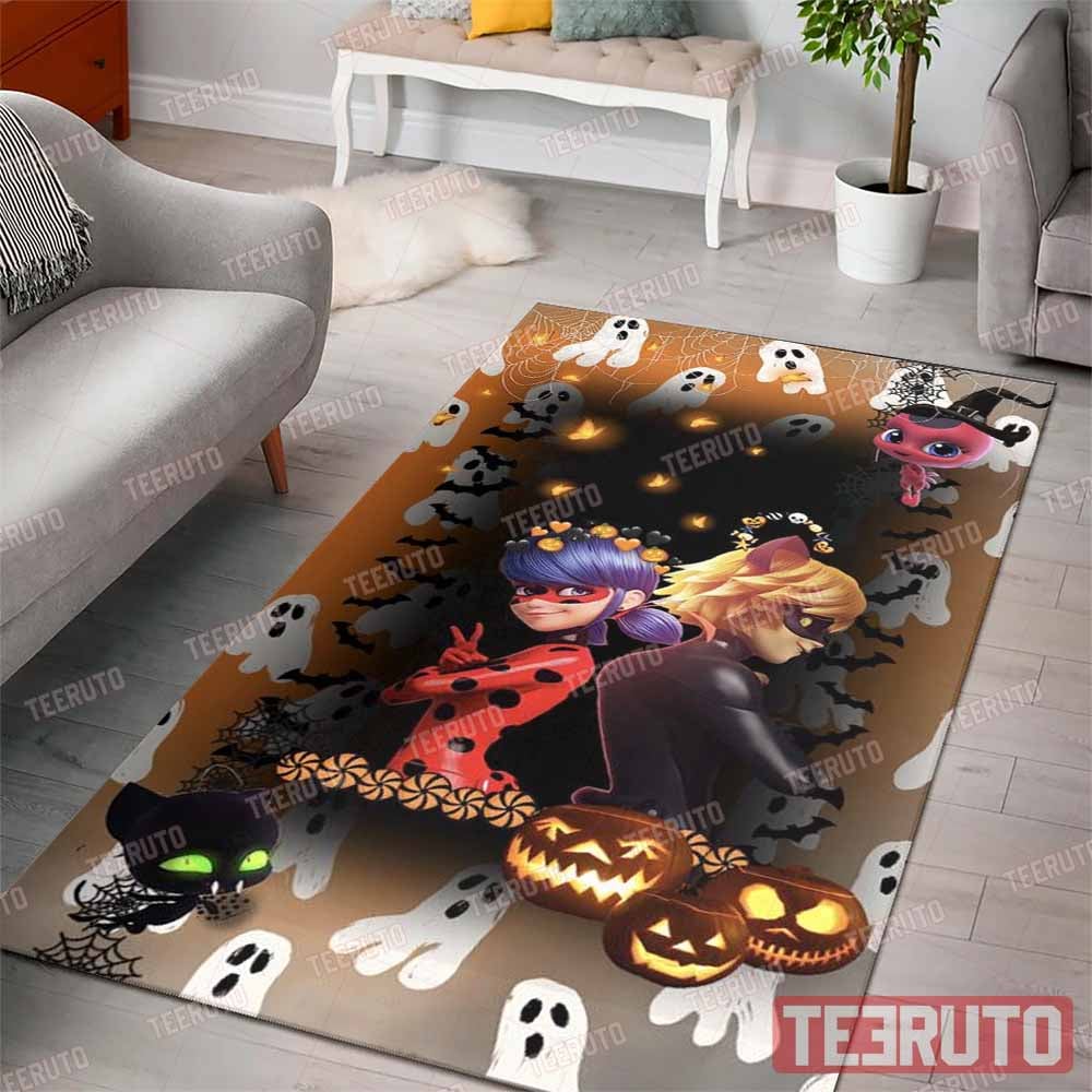 Halloween Miraculous Ladybug Cat Noir Rug - Teeruto