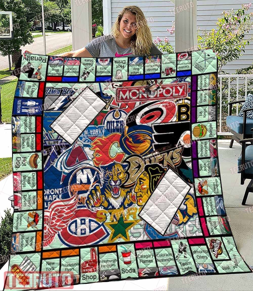 NHL National Hockey League Monopoly Quilt Blanket - Teeruto