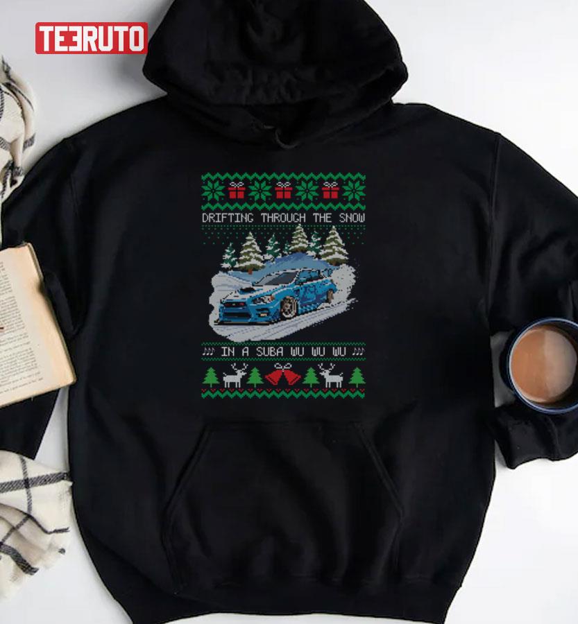 Drifting The Snow Rally Car Christmas Design Sweatshirt - Teeruto