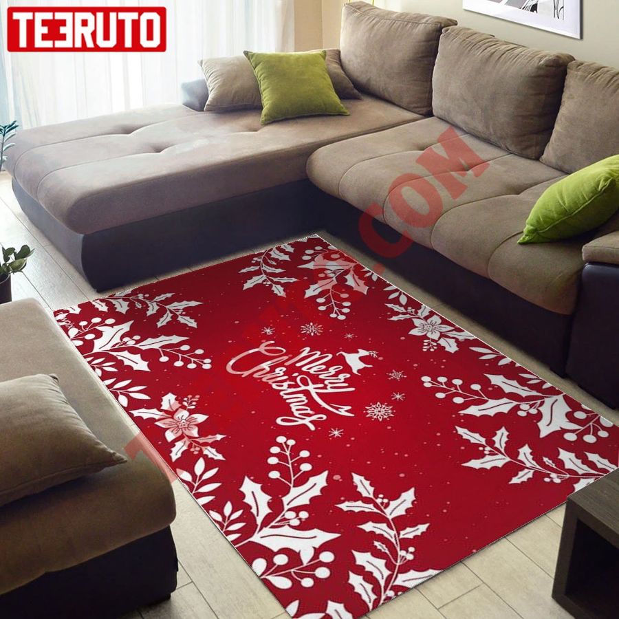 Merry Christmas White Word Red Rug - Teeruto