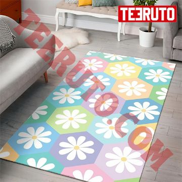 Daisy Pattern Light Colored Rug - Teeruto