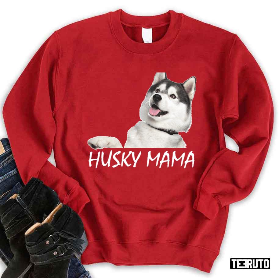 Husky Mama With Dog Drawing Hand Christmas Unisex Sweatshirt - Teeruto