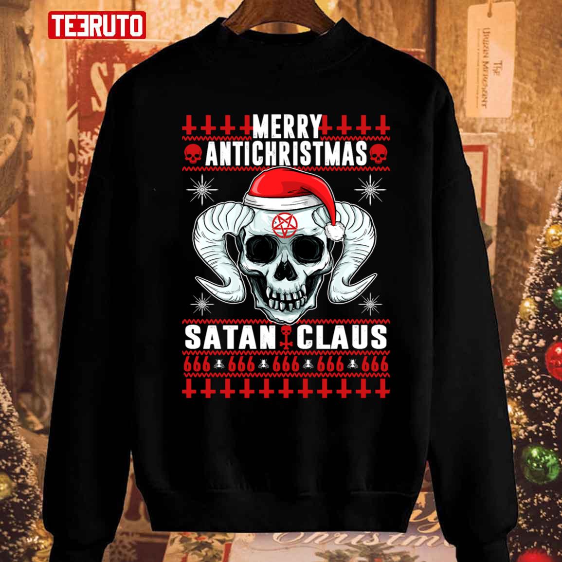 Merry Antichristmas Satan Claus Death Metal Devilish Unisex Sweatshirt ...